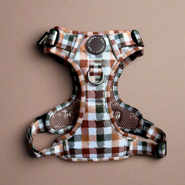 Countryside Plaid Dog Harness | Strong Adjustable Fit – Poppy + Ted